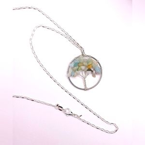 Jewelry | Twisted Silver And Natural Pebble Stone Tree Of Life Necklace ...